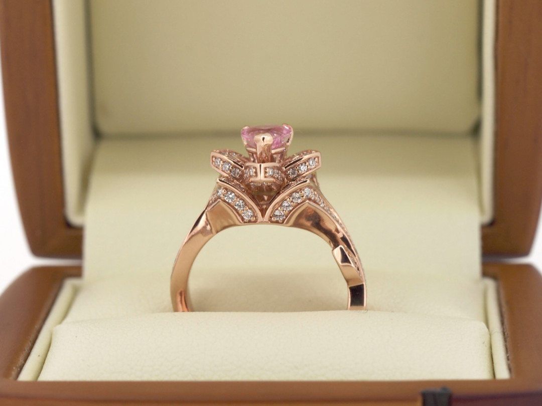 Stunning Diamond & Pink Heart Flower Engagement Ring - Portfolio ...