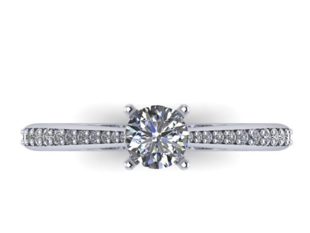Four-Claw Solitaire Ring with Diamond-Set Shoulders - Portfolio ...