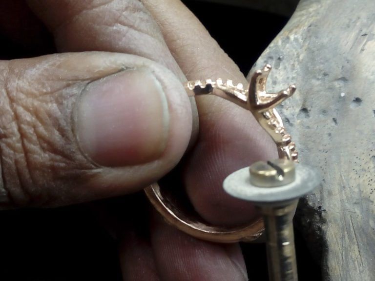 Warm Rose Gold And Cognac Diamond Ring With Entwined Ring Shank And ...