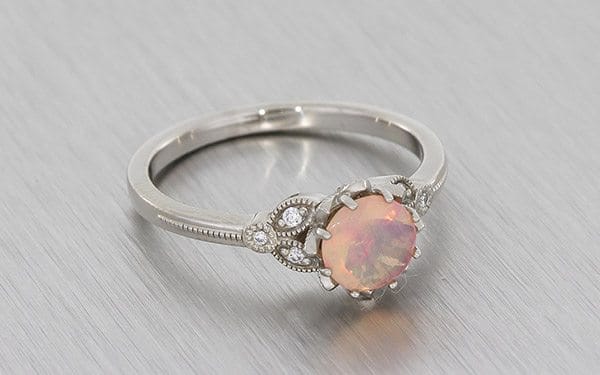 A Delicate And Vintage Inspired Palladium Engagement Ring Set With A ...