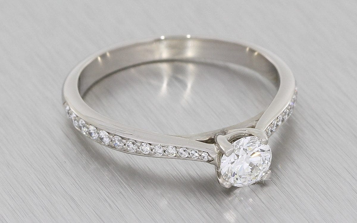 Four-Claw Solitaire Ring with Diamond-Set Shoulders - Portfolio ...